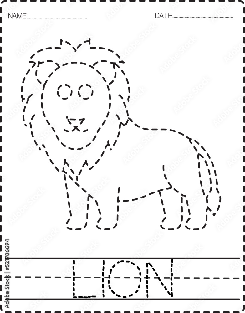 Animal Tracing Book with Example. Preschool worksheet for practicing ...