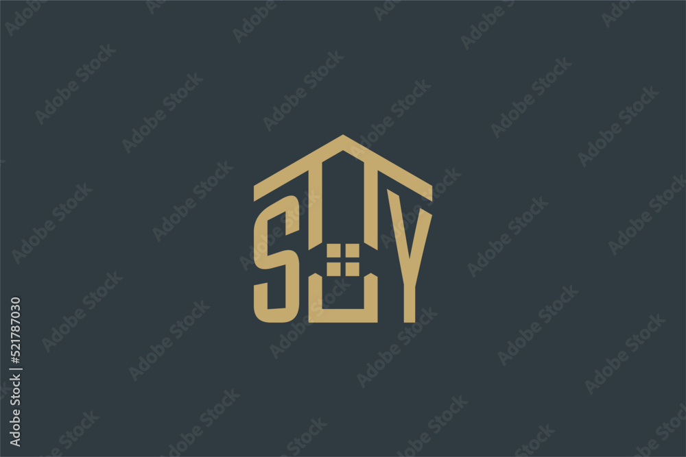 Initial SY logo with abstract house icon design, simple and elegant ...