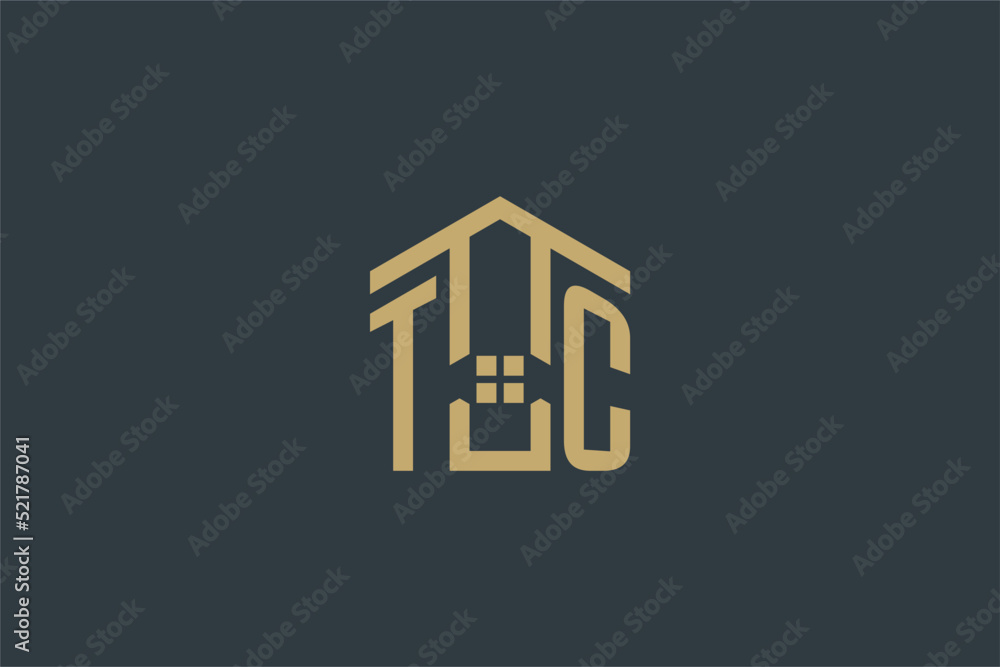 Initial TC logo with abstract house icon design, simple and elegant ...