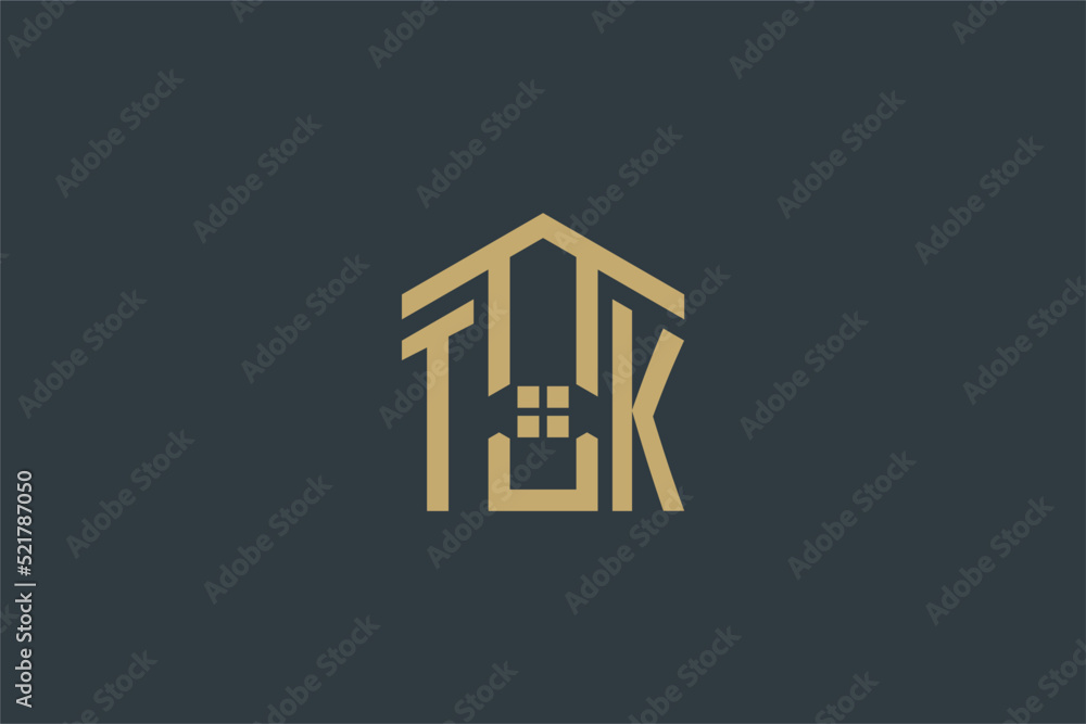 Initial TK logo with abstract house icon design, simple and elegant ...
