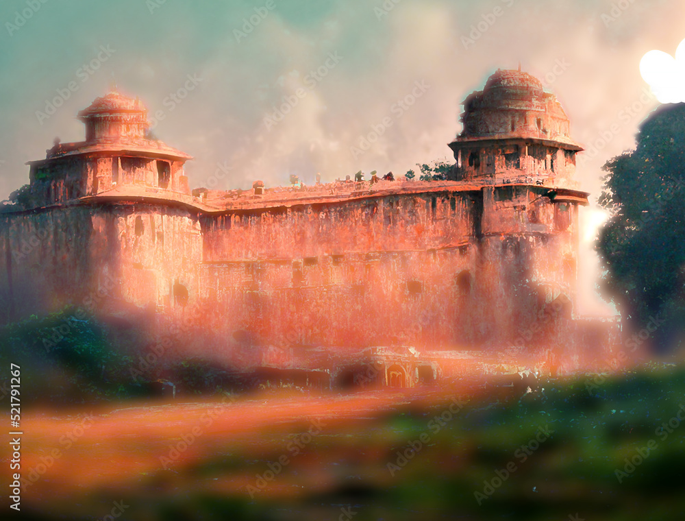 8K Blur defocused matte Indian fort, Indian fort drawing, background ...