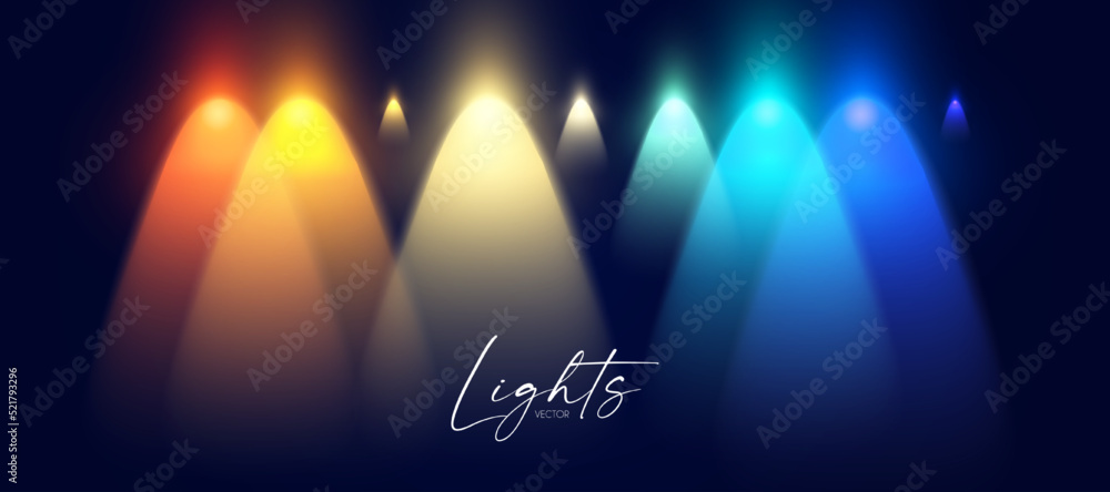Colorful spotlight effect. Shining neon magic background Stock Vector ...