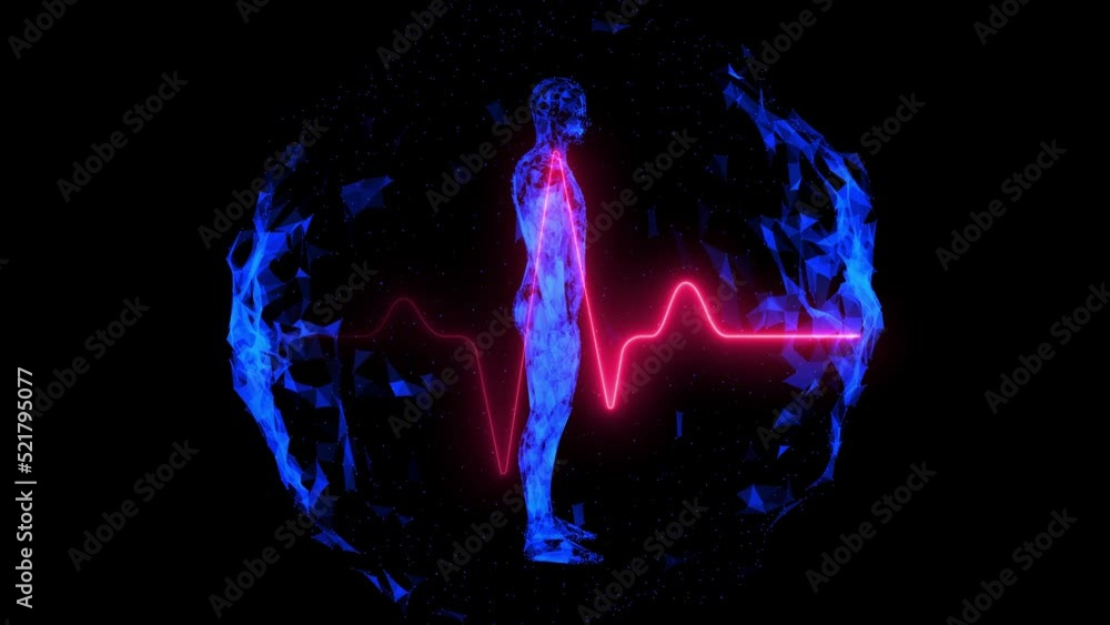 3d human body, futuristic medical scan with infographics animated data ...
