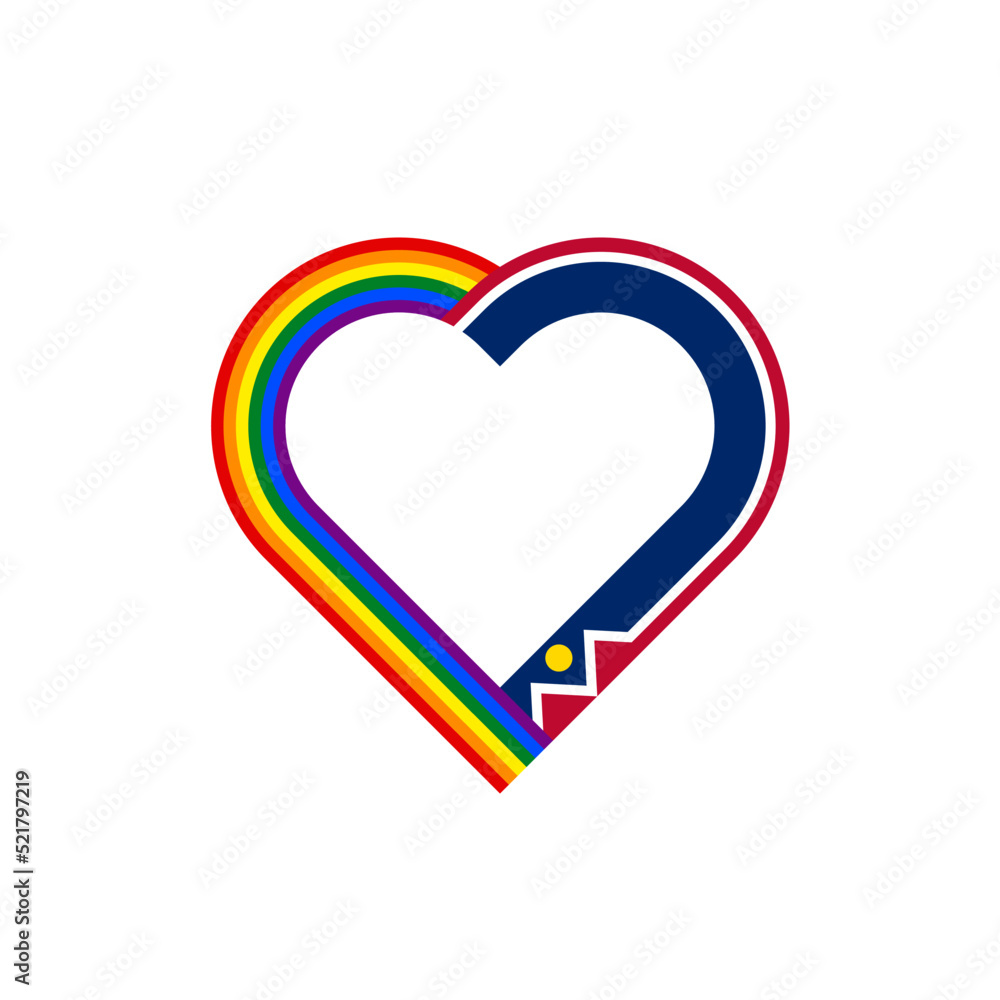 unity concept. heart ribbon icon of rainbow and denver flags. vector ...