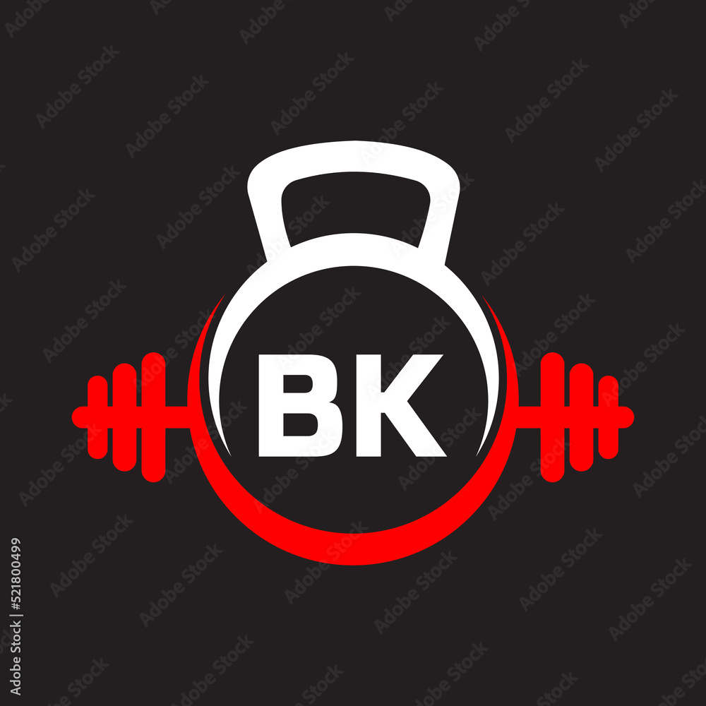 Letter BK Fitness Gym Logo Concept. Fitness Logo Symbol Vector Template ...