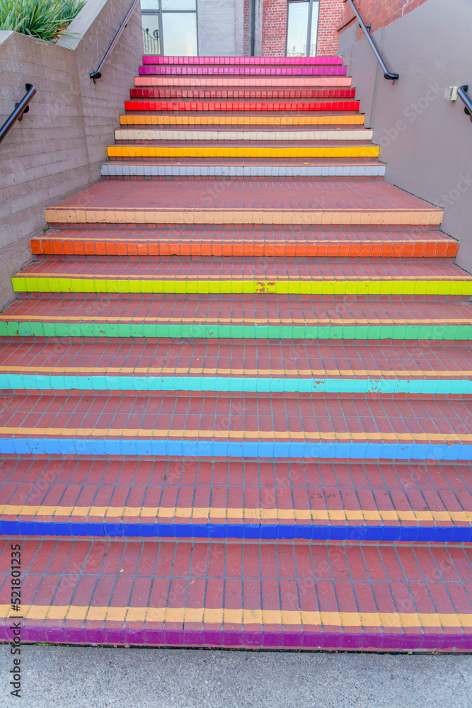 Staircase with bricks steps and painted risers near the Fisherman's ...