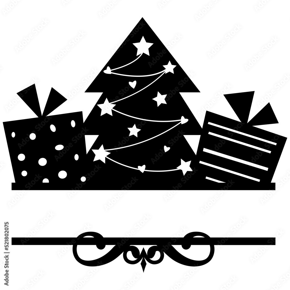 Christmas tree split monogram svg, Winter monogram svg Stock Vector ...