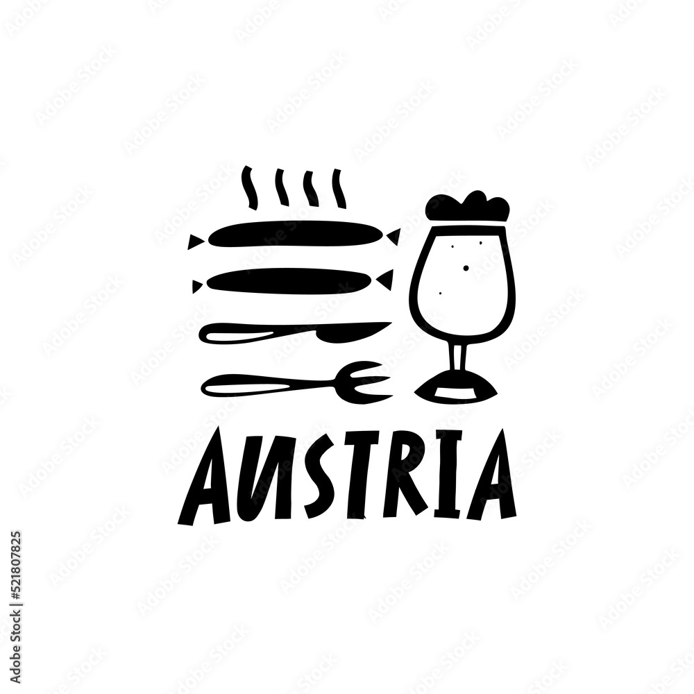 Vector hand drawn symbol of Austria. Travel illustration of Austrian ...