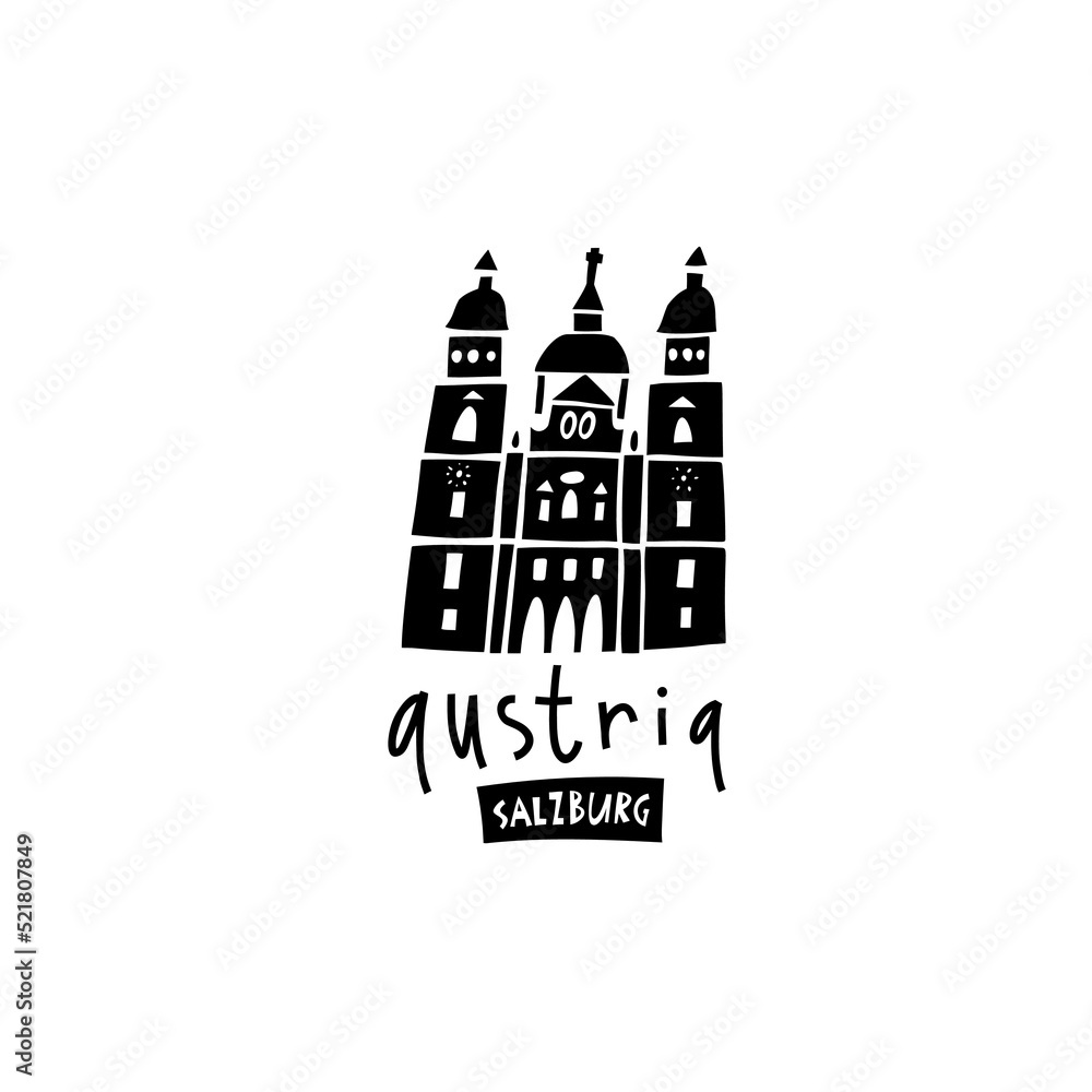 Vector hand drawn symbol of Austria. Travel illustration of Austrian ...