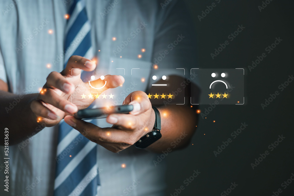 Customer Experience Concept Businessman Rating Smile Technology ...