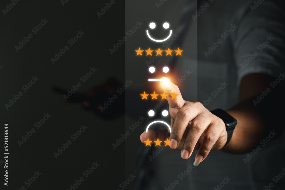 Customer Experience Concept Businessman Rating Smile Technology ...