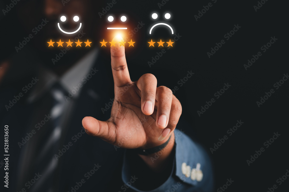 Customer Experience Concept Businessman Rating Smile Technology ...