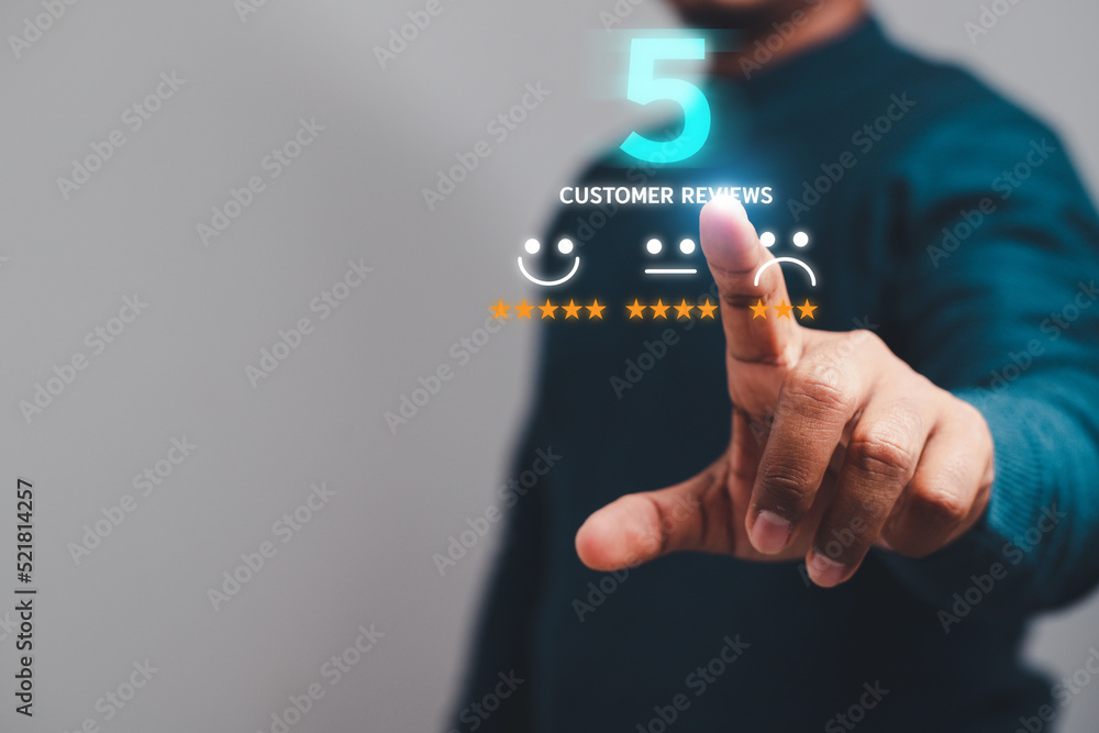 Customer Experience Concept Businessman Rating Smile Technology ...