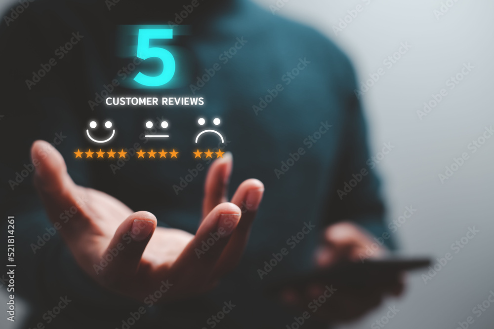 Customer Experience Concept Businessman Rating Smile Technology ...