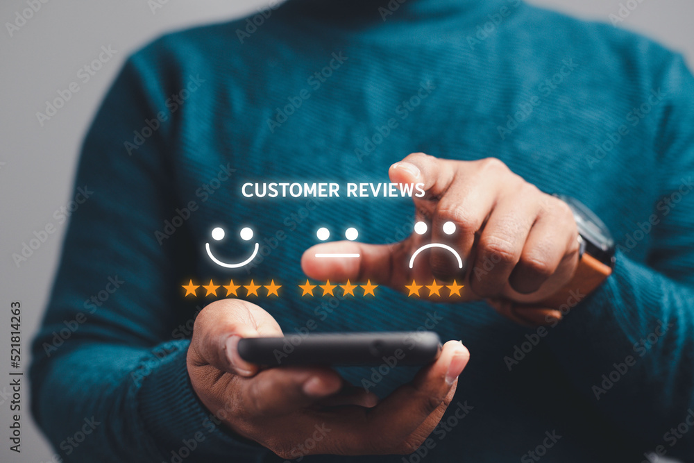 Customer Experience Concept Businessman Rating Smile Technology ...