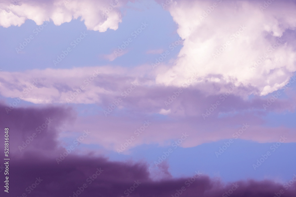Wild stormy beautiful purple sky with light dark contrasts. Fluffy ...