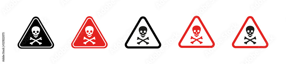 Set of danger warning signs, black, and red triangle warning safety and ...