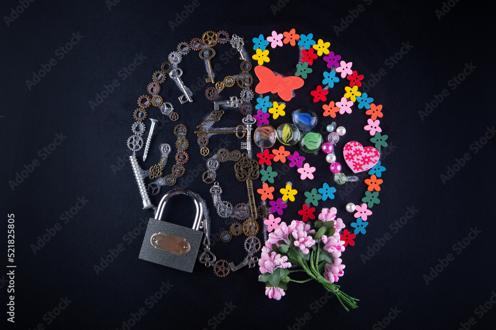 right and left hemisphere of the brain. Analytical and creative ...