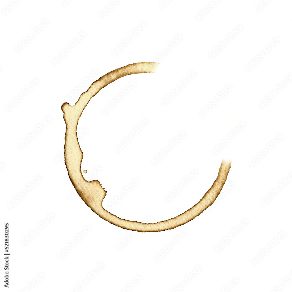 Spilled coffee ring, circle. Round distressed, shabby stain. Isolated ...