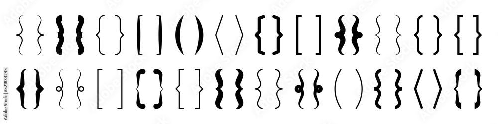 Text brackets collection, black quotation box. Curly, square and corner ...