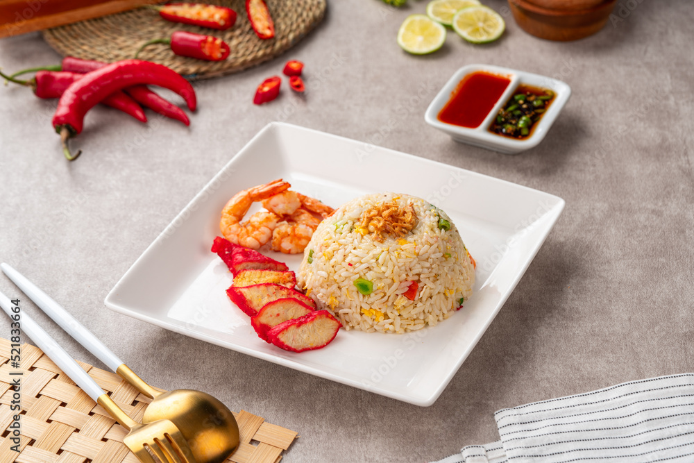 Yangzhou fried rice is a popular Chinese-style wok fried rice dish ...