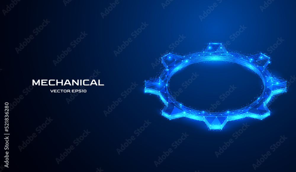 Abstract digital low poly isometric 3d gear. Cog wheel mechanism ...