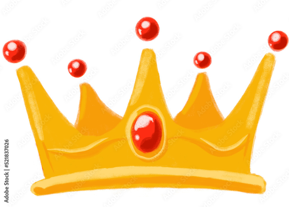 Stockillustratie Golden shiny crown with jewel cartoon illustration ...