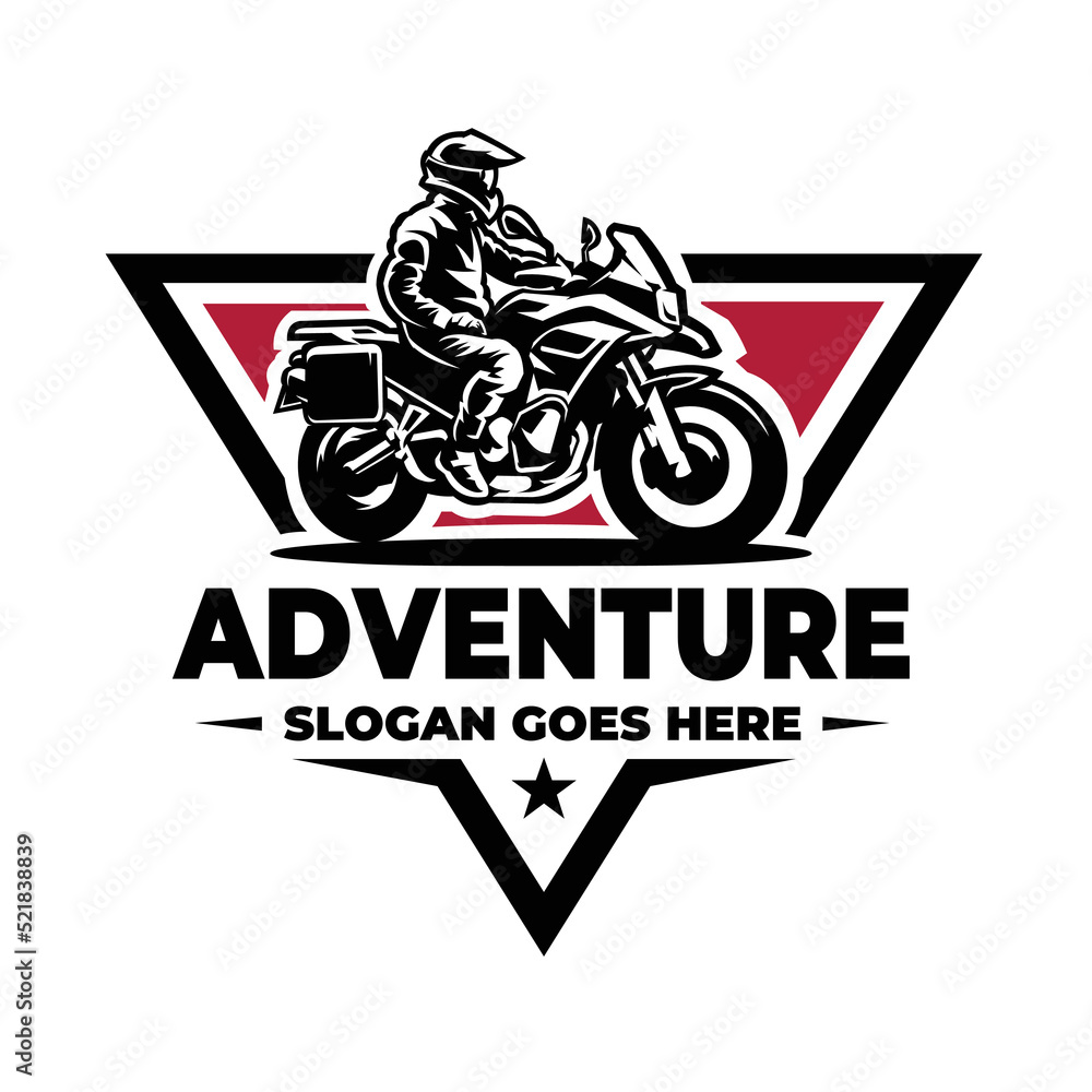 Adventure touring motorbike emblem logo vector isolated Stock Vector ...