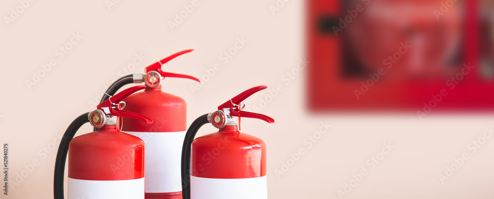 Red fire extinguisher tank for protection and prevent and safety rescue ...