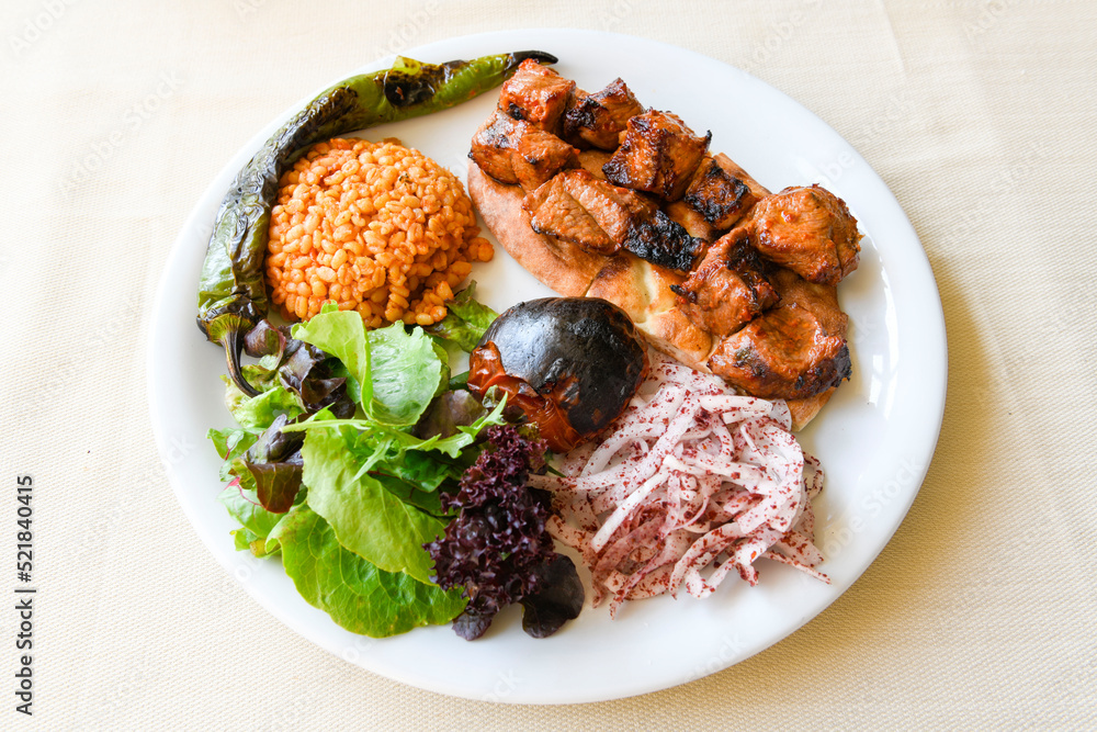 Chicken wings barbeque in a dish with BBQ grill sauce . Izgara tavuk ...