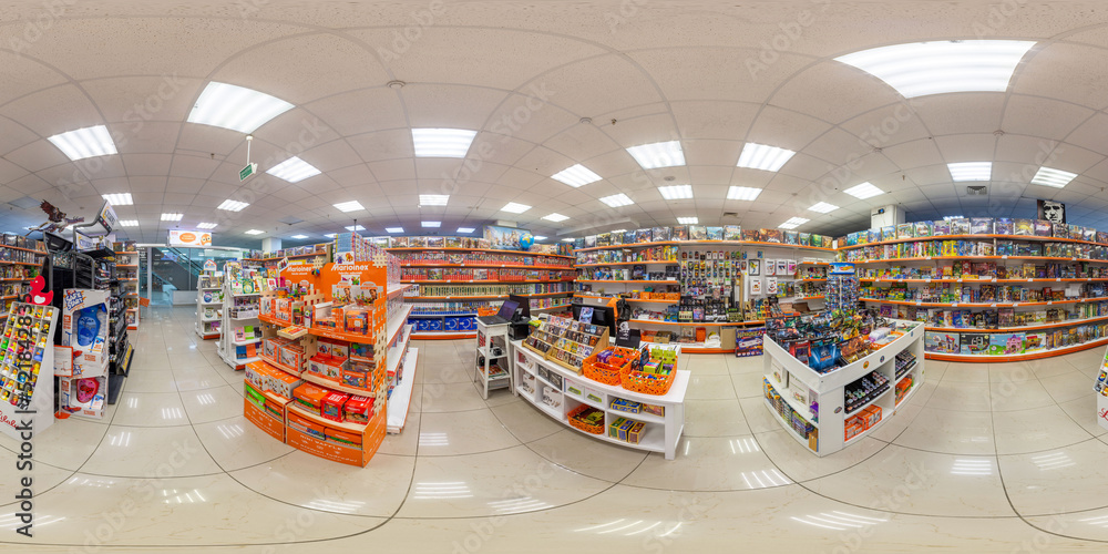 360 seamless hdri panorama of the board game store, board games in ...