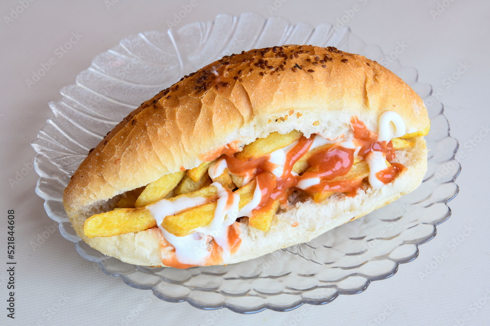 Close-up shot of Izmir's famous Turkish Traditional Kumru Sandwich ...