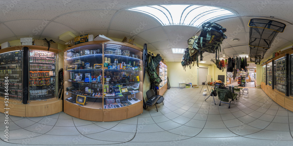 Full spherical seamless hdri panorama 360 degrees. Fishing tackle shop ...