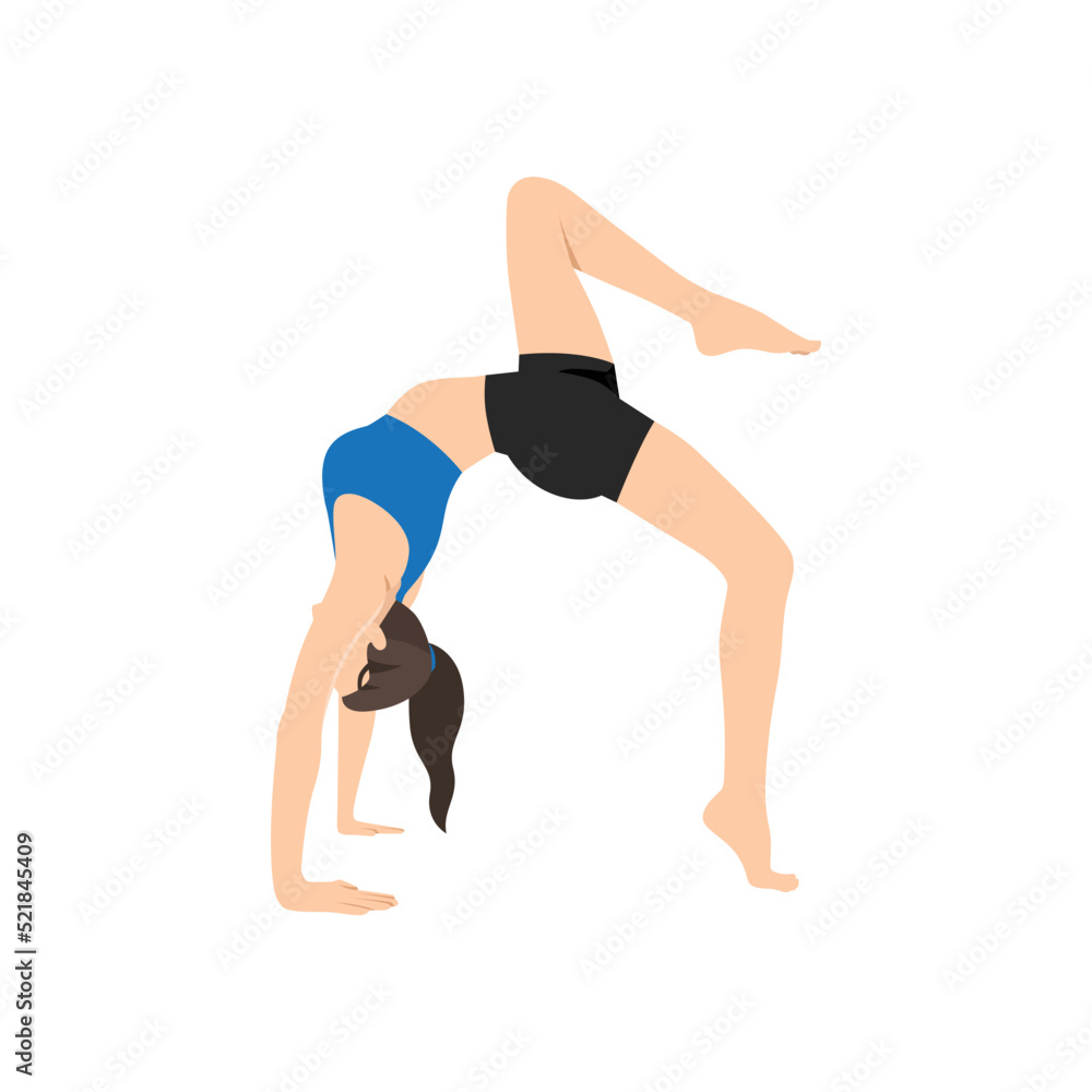 Woman Doing Wheel Pose Variation Chakrasana Upward Bow Pose