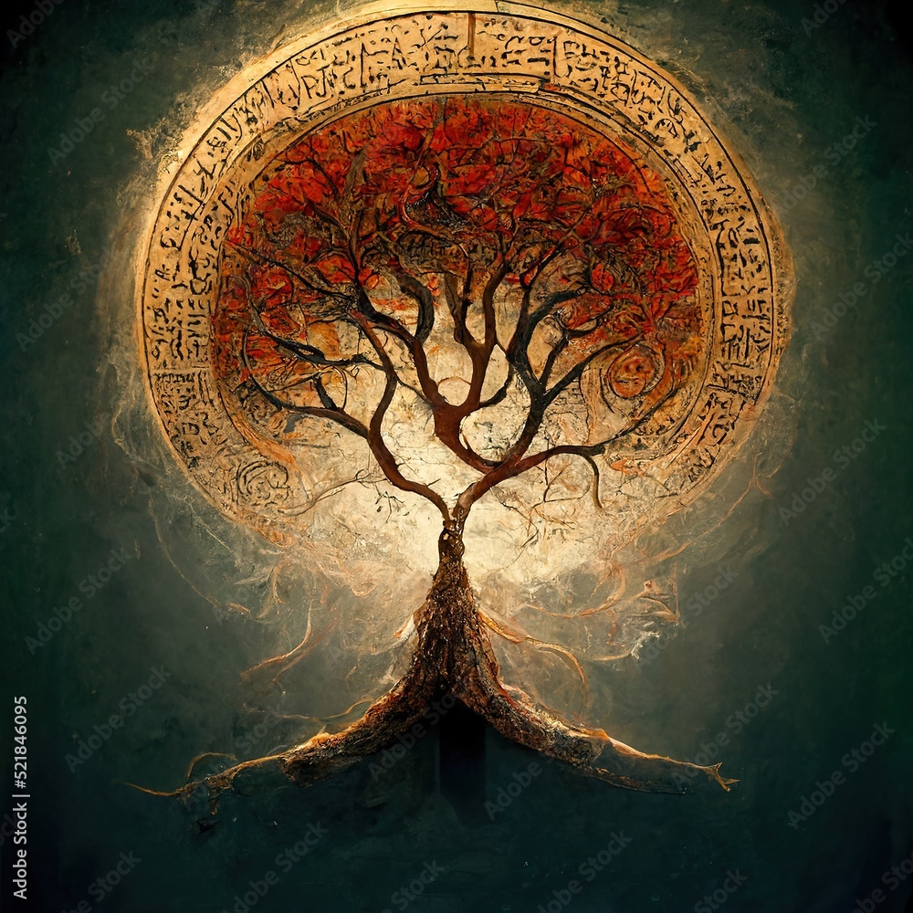 Beautiful tree of life, sacred symbol. Individuality, prosperity and ...
