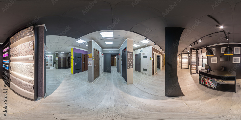 Full spherical seamless hdri panorama 360 degrees in a modern store for ...