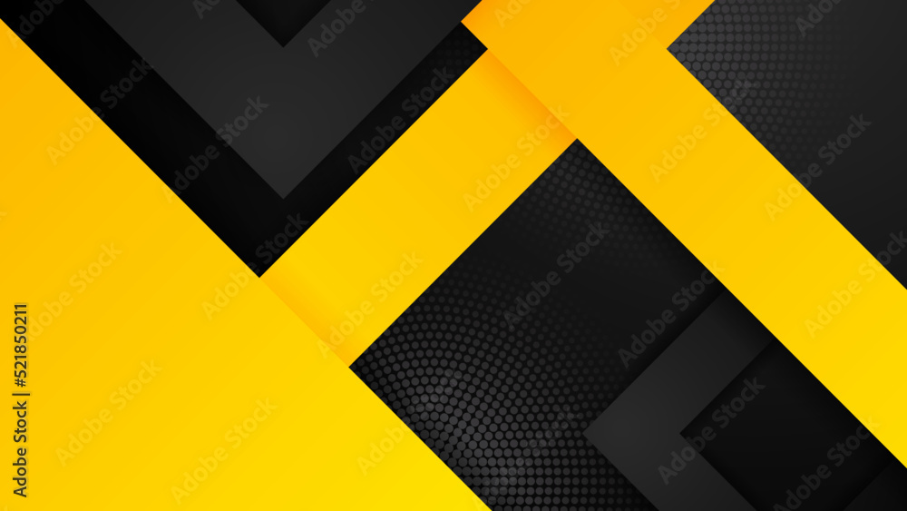 Modern black background with yellow geometric shapes. Abstract ...