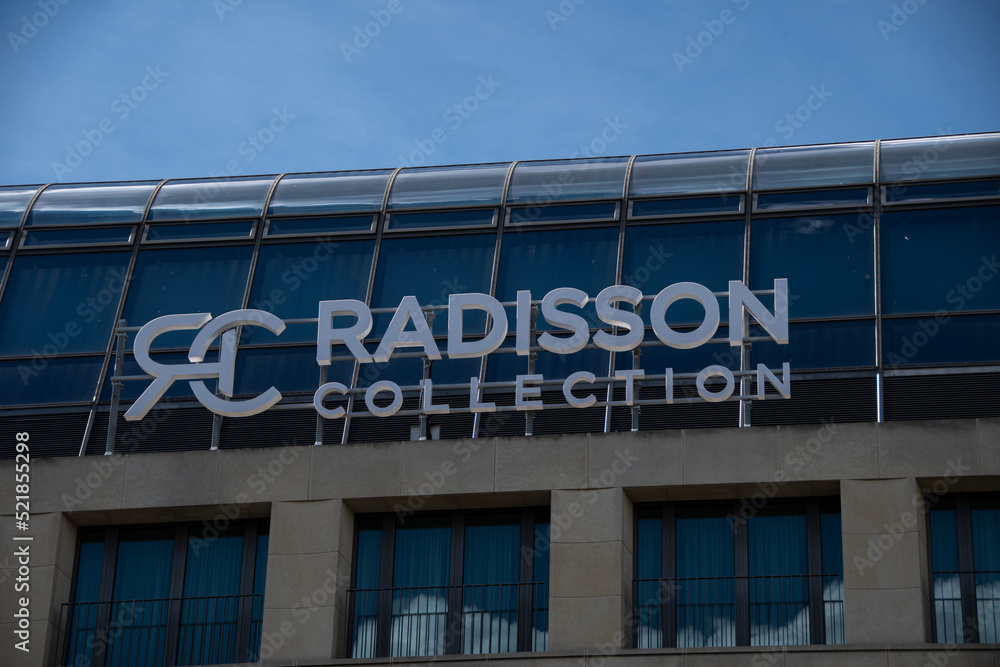 Berlin, Germany 28 June 2022, The brand logo "Radisson Collection" on ...