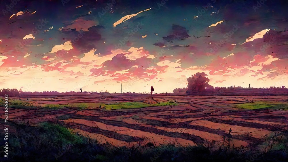 Anime Field Background