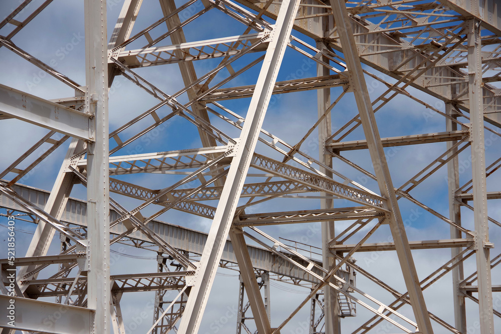 Partial view of a huge steel structure in an old defunct shipyard Stock ...