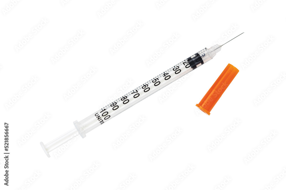 Disposable vaccine syringes isolated on white background. Stock Photo ...