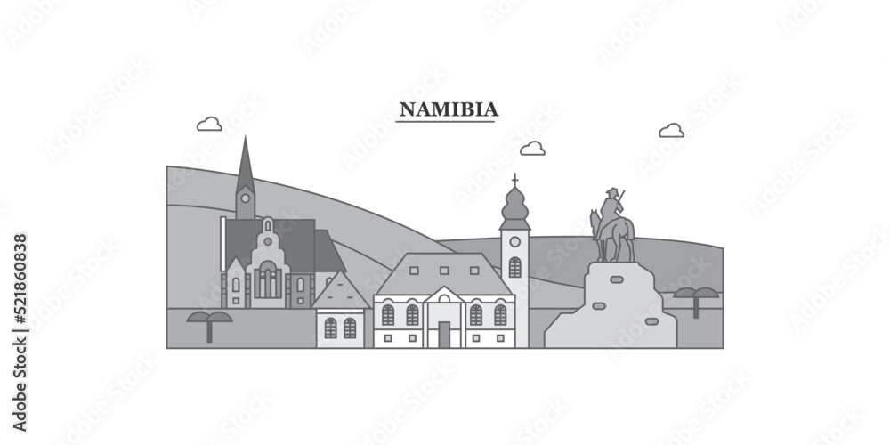 Namibia city skyline isolated vector illustration, icons Stock Vector ...