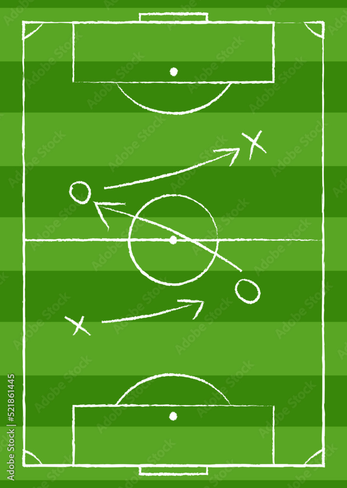 Football strategy, football game tactics, blackboard drawing. Hand ...