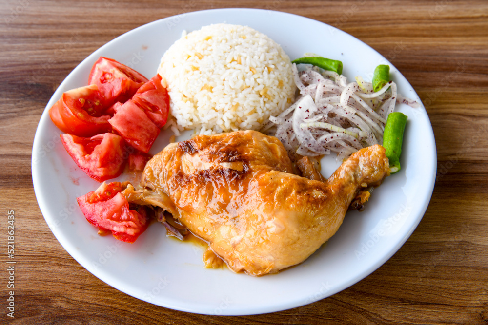 Chicken wings barbeque in a dish with BBQ grill sauce . Izgara tavuk ...