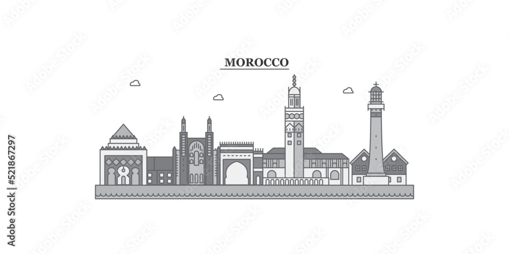 Morocco city skyline isolated vector illustration, icons Stock Vector ...