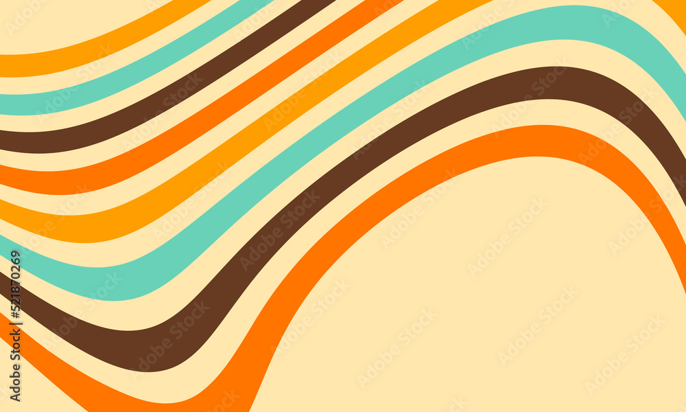 Abstract Retro Vintage 70s Wavy Lines Pattern Wallpaper Background ...