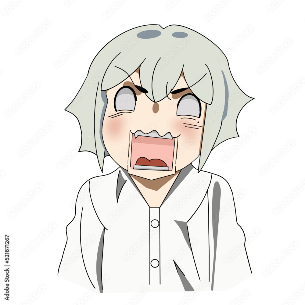 cute beautiful anime girl shocked anime illustration Stock Vector ...