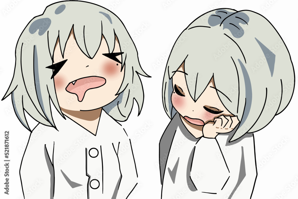 Girl in anime style cries and gurstite Stock Vector | Adobe Stock