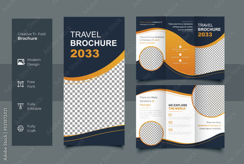 Travel trifold brochure Template, Simple and minimalist promotion ...