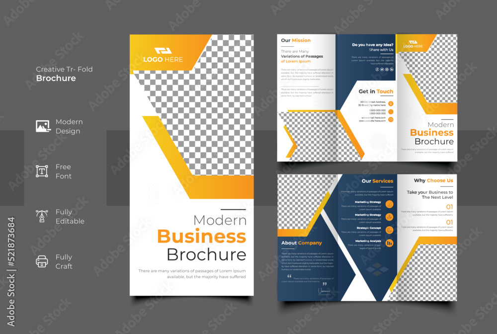Corporate modern business trifold brochure template, Simple and ...